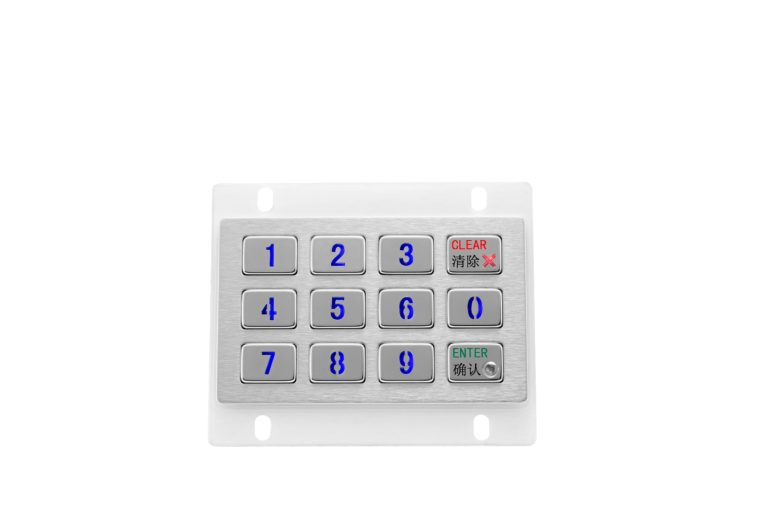 backlit stainless steel keypad, metal keypad, mini keypad